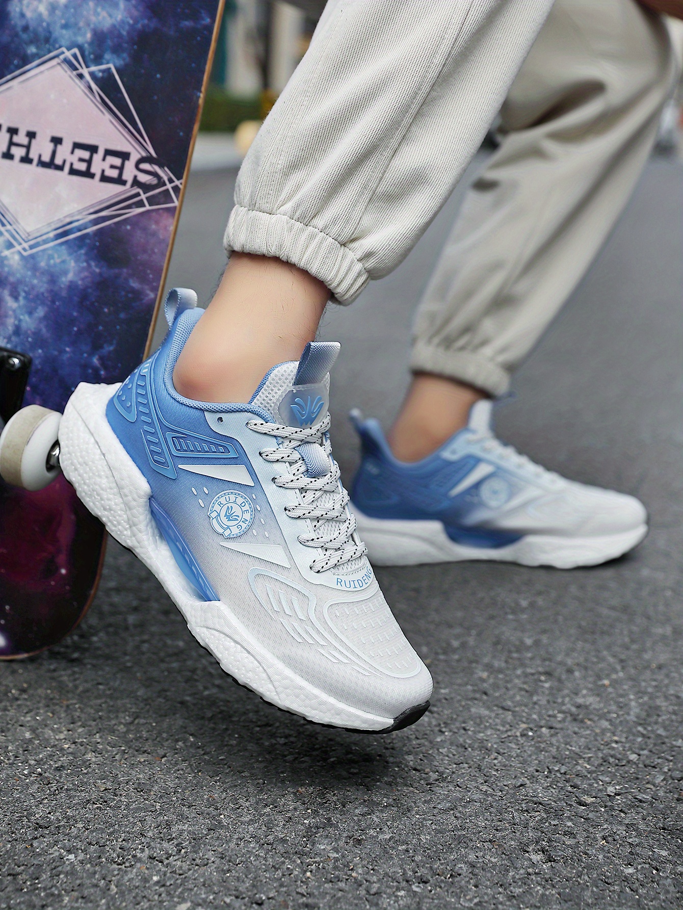 Men's Knit Breathable Running Shoes Lace Up Comfy Foam Soft - Temu Canada