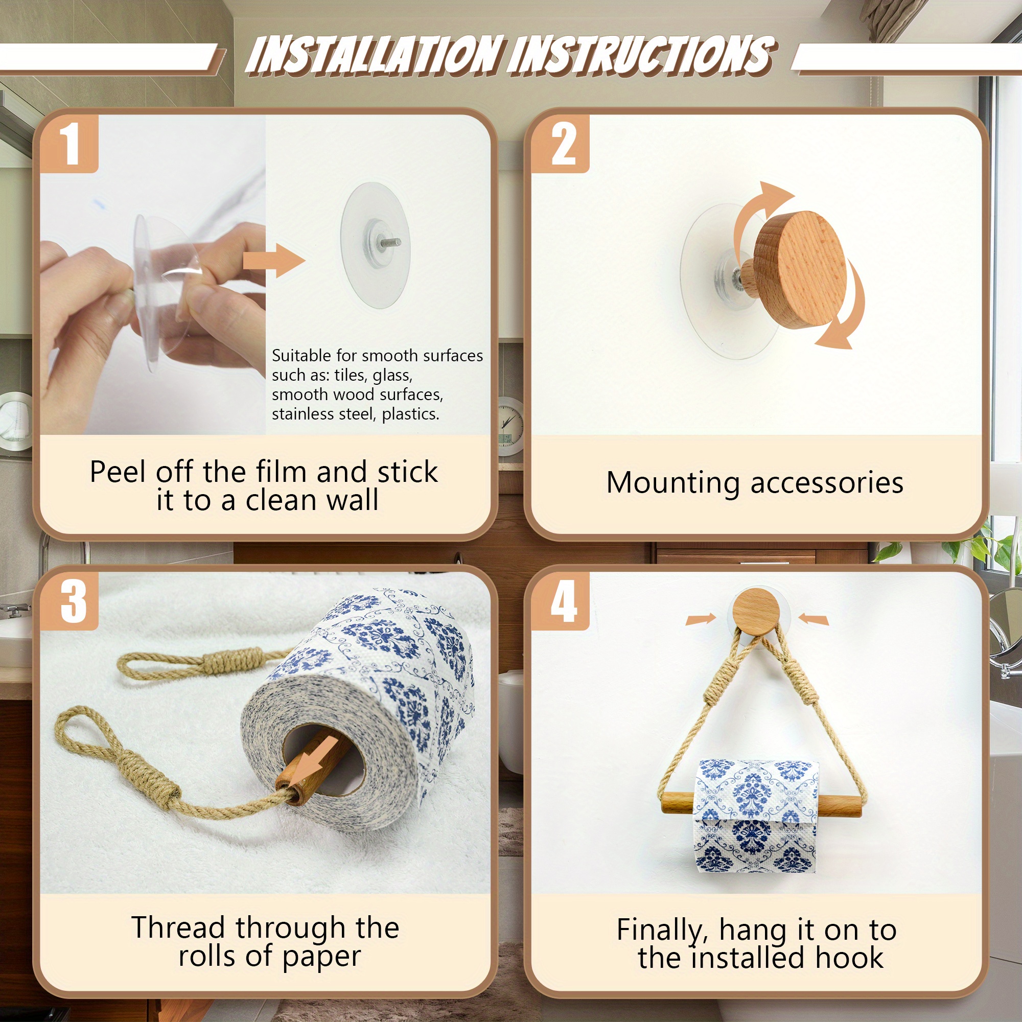 Hanging Toilet Paper Rack Toilet Roll Paper Holder - Temu