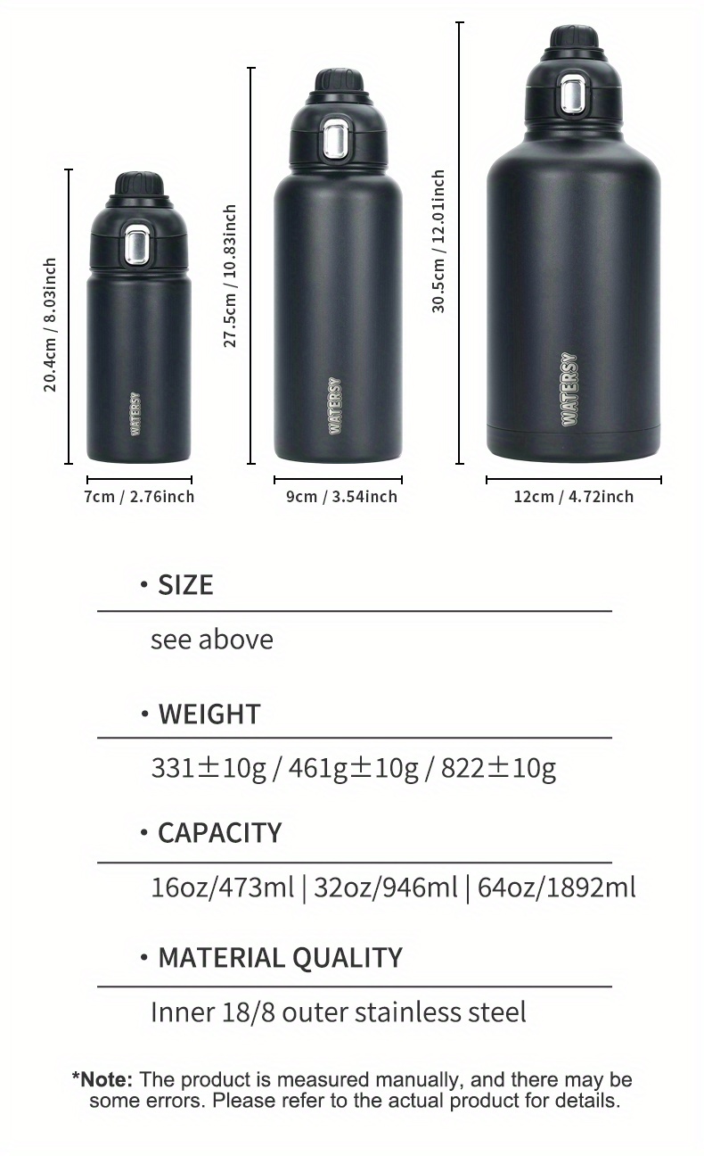 Insulated Water Bottle Straw 2 Lids Leak Proof Metal - Temu Australia