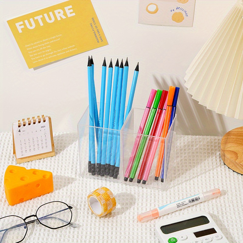 Acrylic Transparent Pen Holder Simple Storage - Temu United Kingdom