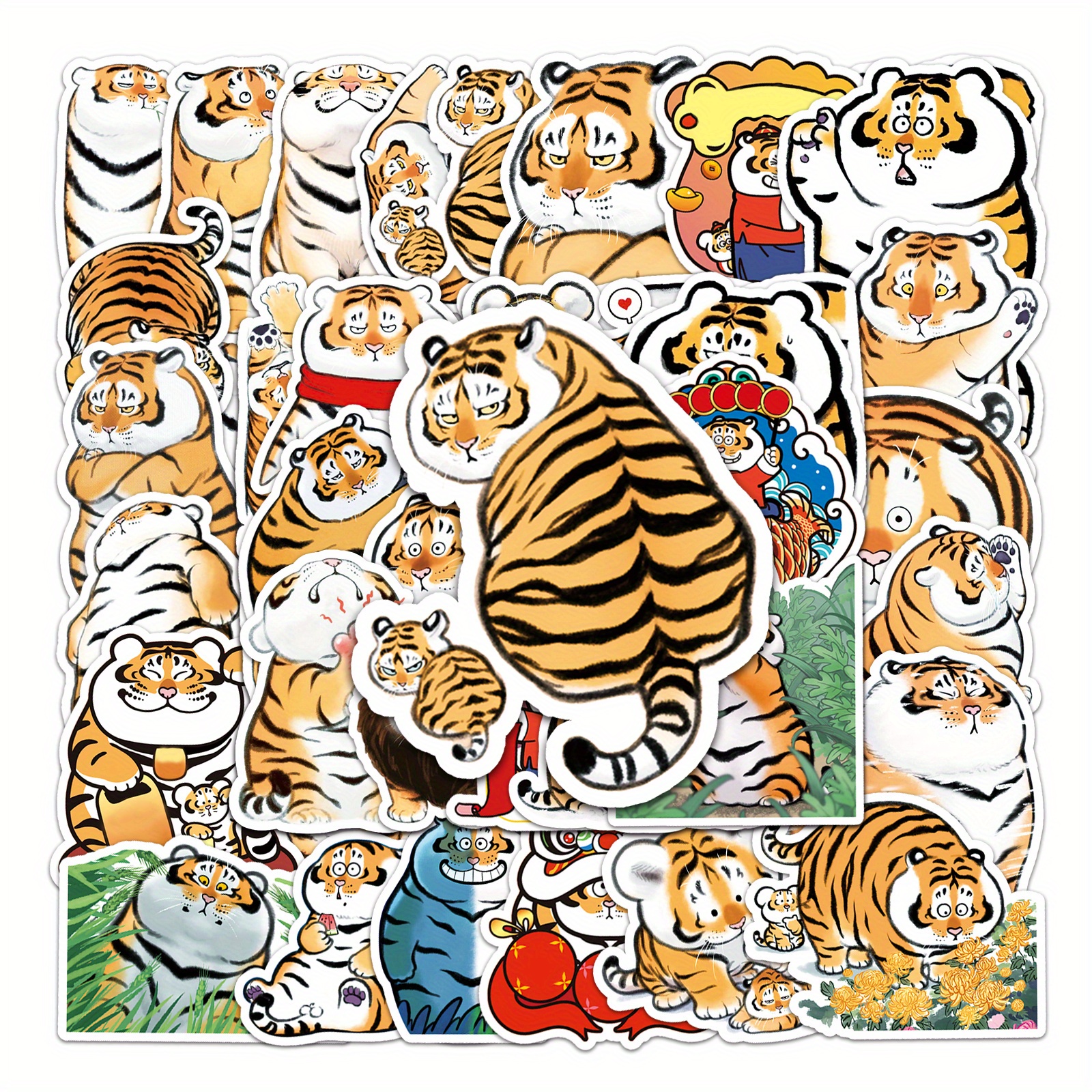 Fat Tiger Graffiti Stickers Cartoon Cute Animal Stickers Diy - Temu ...