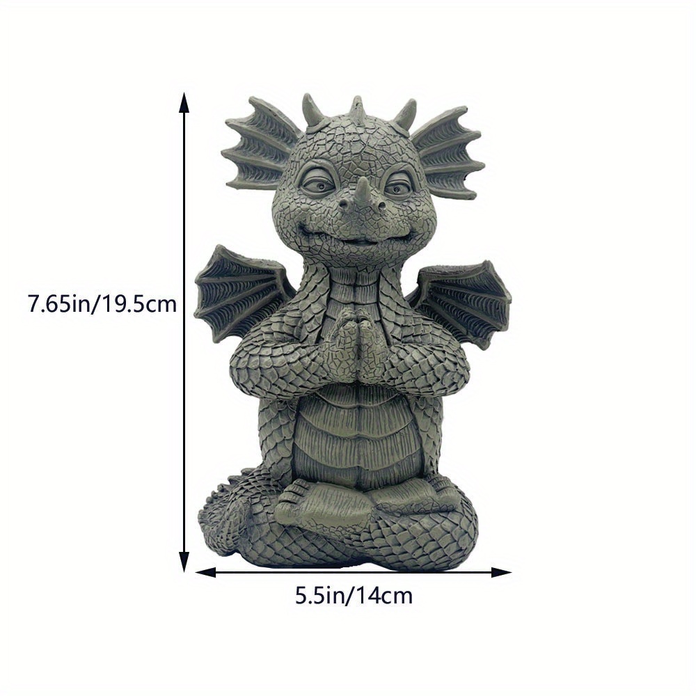 Decorative Meditation Dragon Garden Statue Resin Funny - Temu