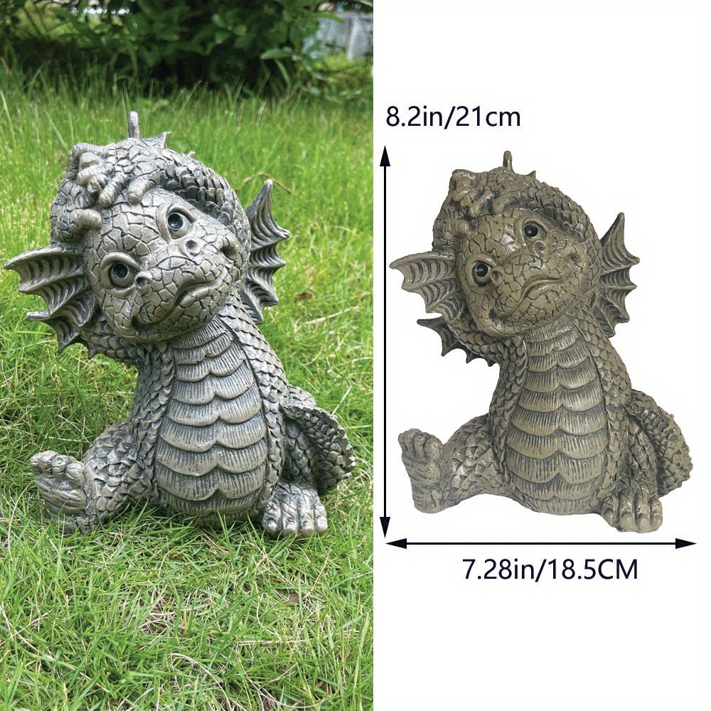 Decorative Meditation Dragon Garden Statue Resin Funny - Temu