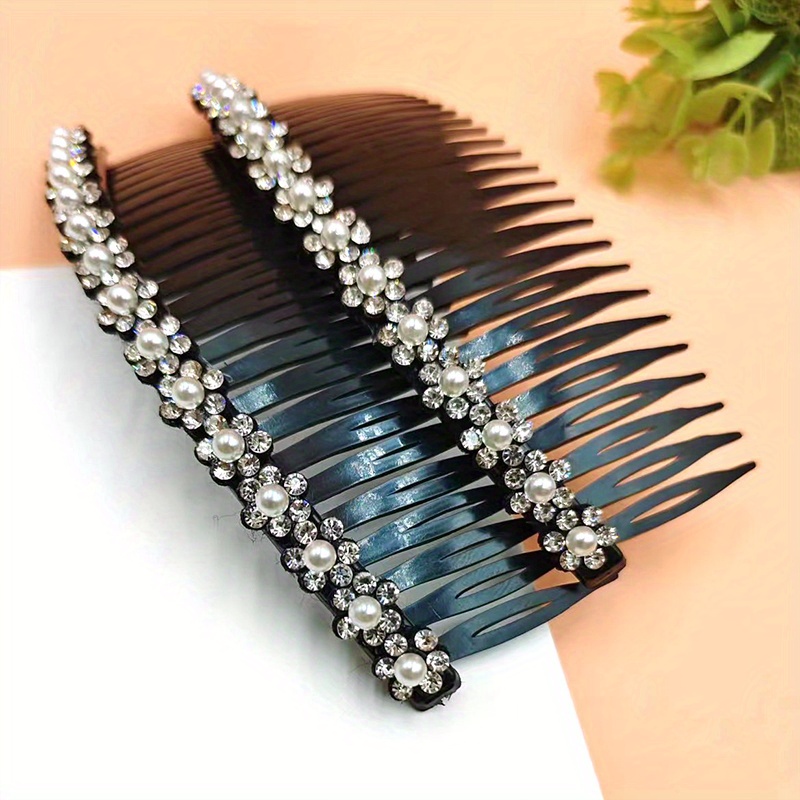 Rhinestone Hair Comb Pin Faux Pearl Decor Hair Comb Vintage - Temu ...