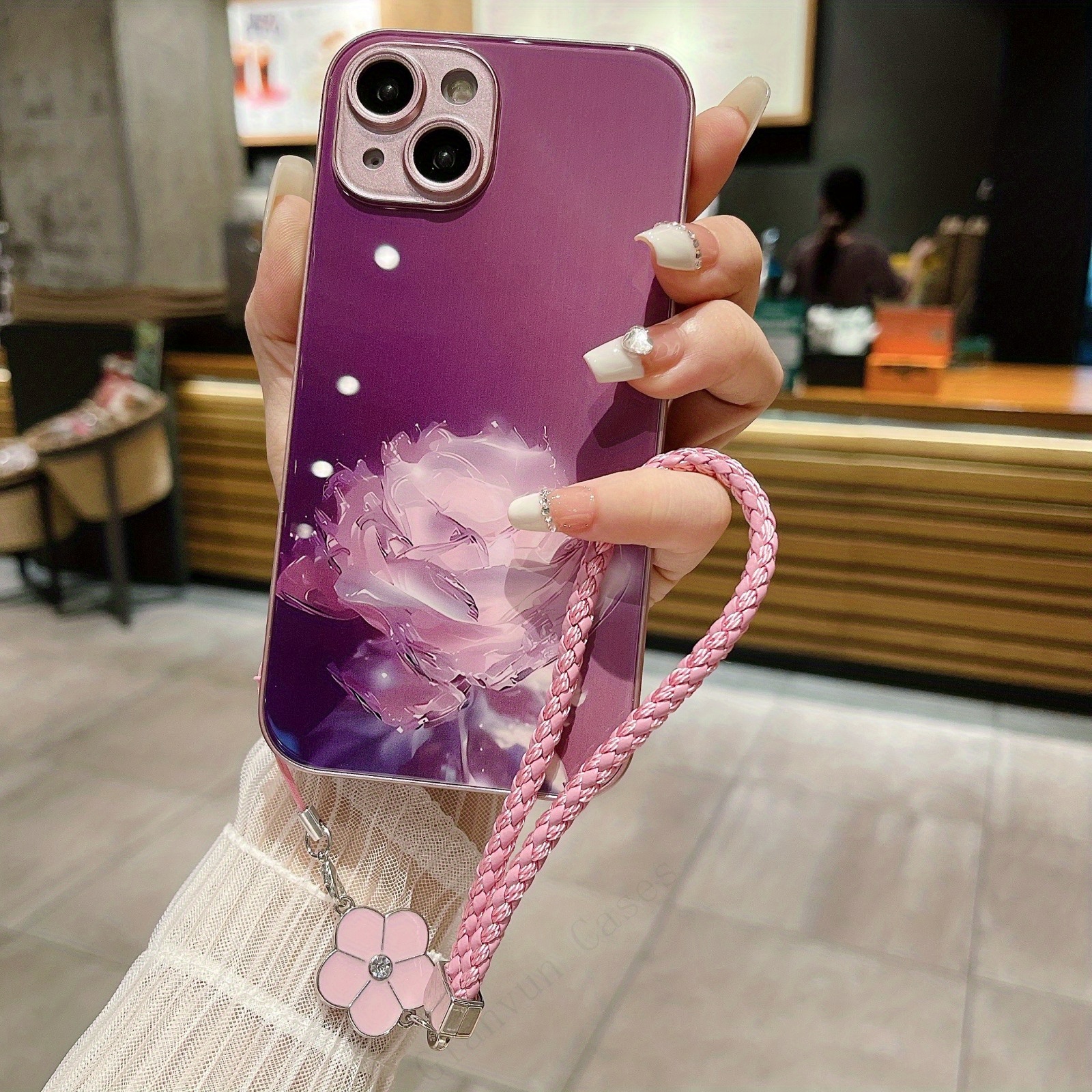 Rose Flower Metal Tempered Glass Phone Case Iphone 14 13 12 - Temu ...