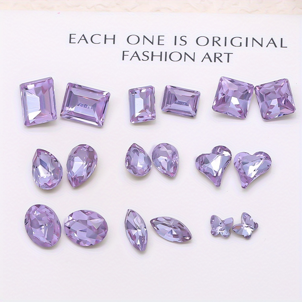 Multi-shaped Crystal Glass Nail Art Rhinestones,purple Peach Heart ...