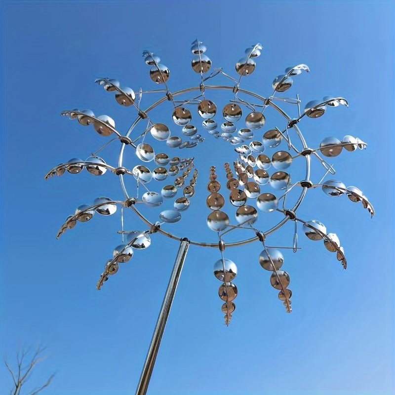 1pc Unique And Magical Metal Windmill 3d Wind Powered Kinetic Sculpture ...
