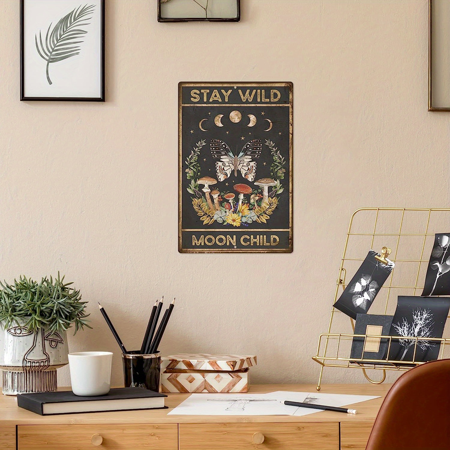 Mushroom Metal Signs Retro Hippie Room Decor Stay Wild Moon - Temu