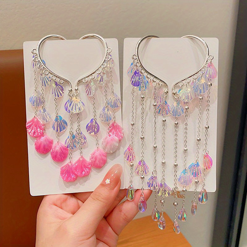 Mermaid Theme Long Chain Tassel Alloy Ear Cuff Perfect - Temu Canada