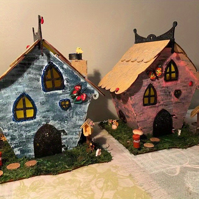 Woodland Cottage Wooden Fairy House Kit Opening Fairy Door - Temu