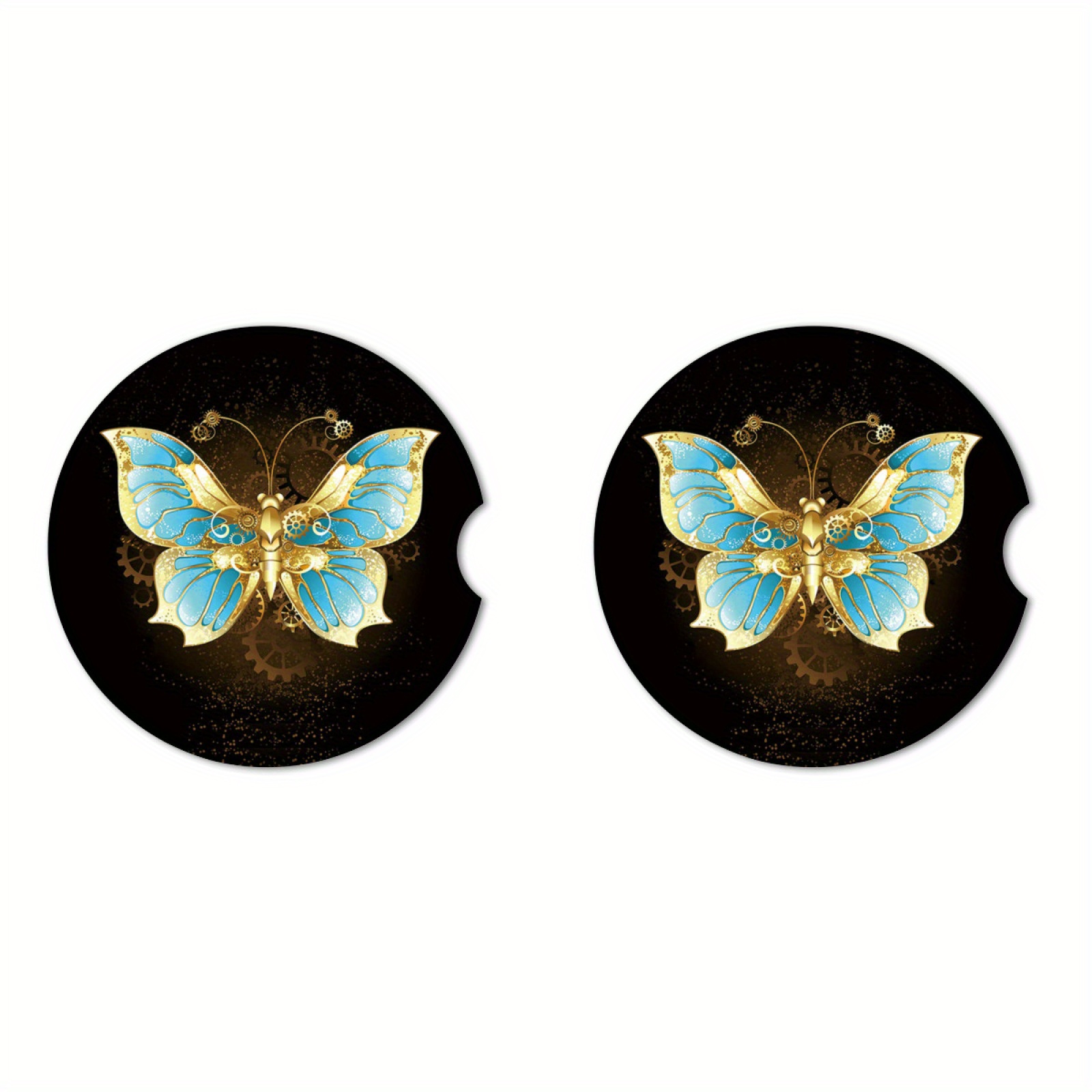 Butterfly Ceramic Car Coasters Cork Back Finger Slot - Temu Norway