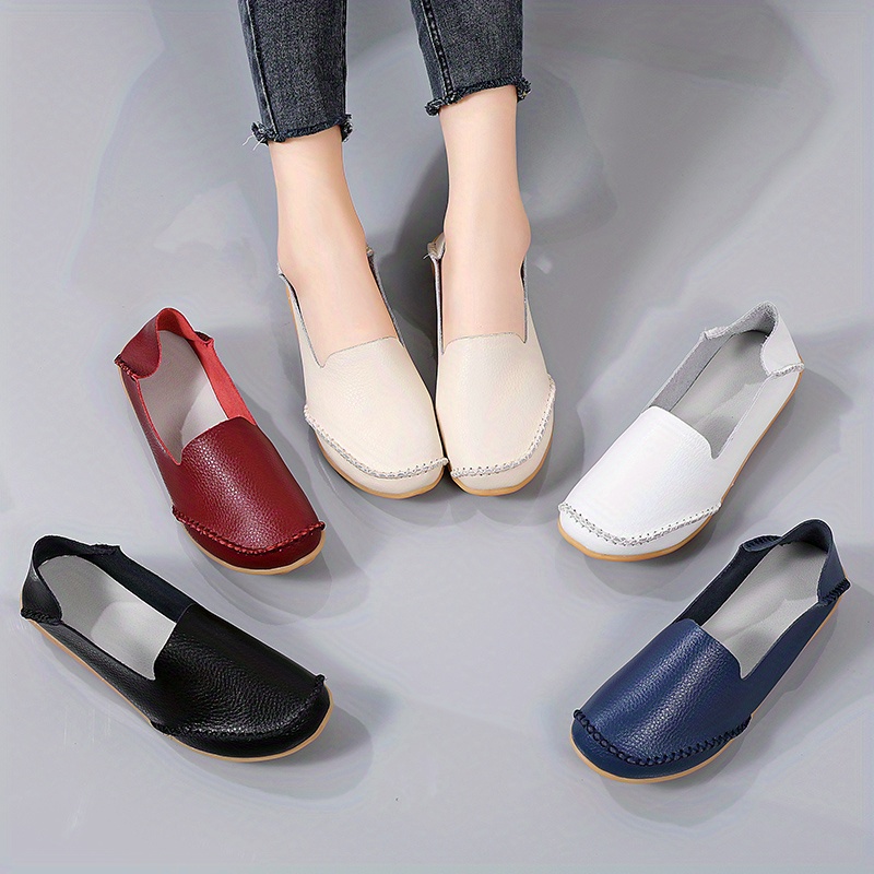 women' color loafers casual slip soft sole shoes - {region_name}
