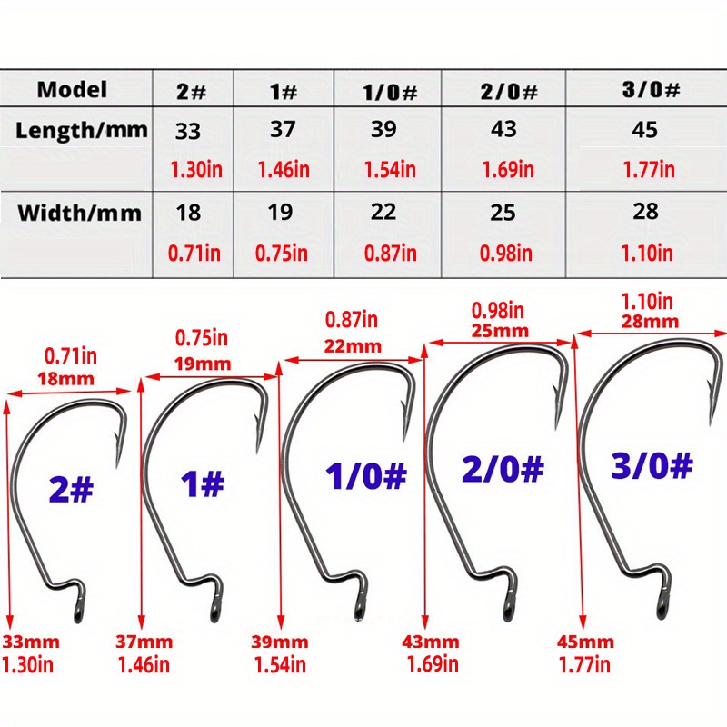 50pcs fishing hook set with jig heads - high carbon steel, wide offset hooks, soft lure sea ...