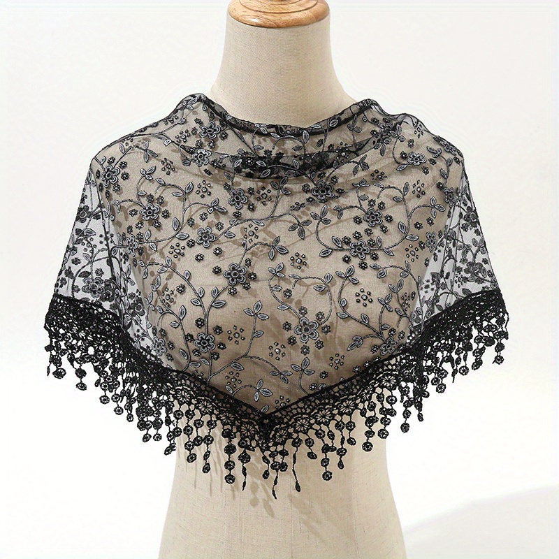 Lace Scarf Solid Color Elastic - Temu