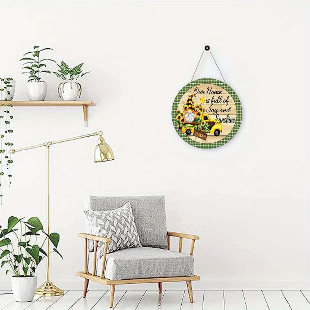 Countryside Theme Wooden Plaque For Wall Decorations, Gnome Sunflower ...