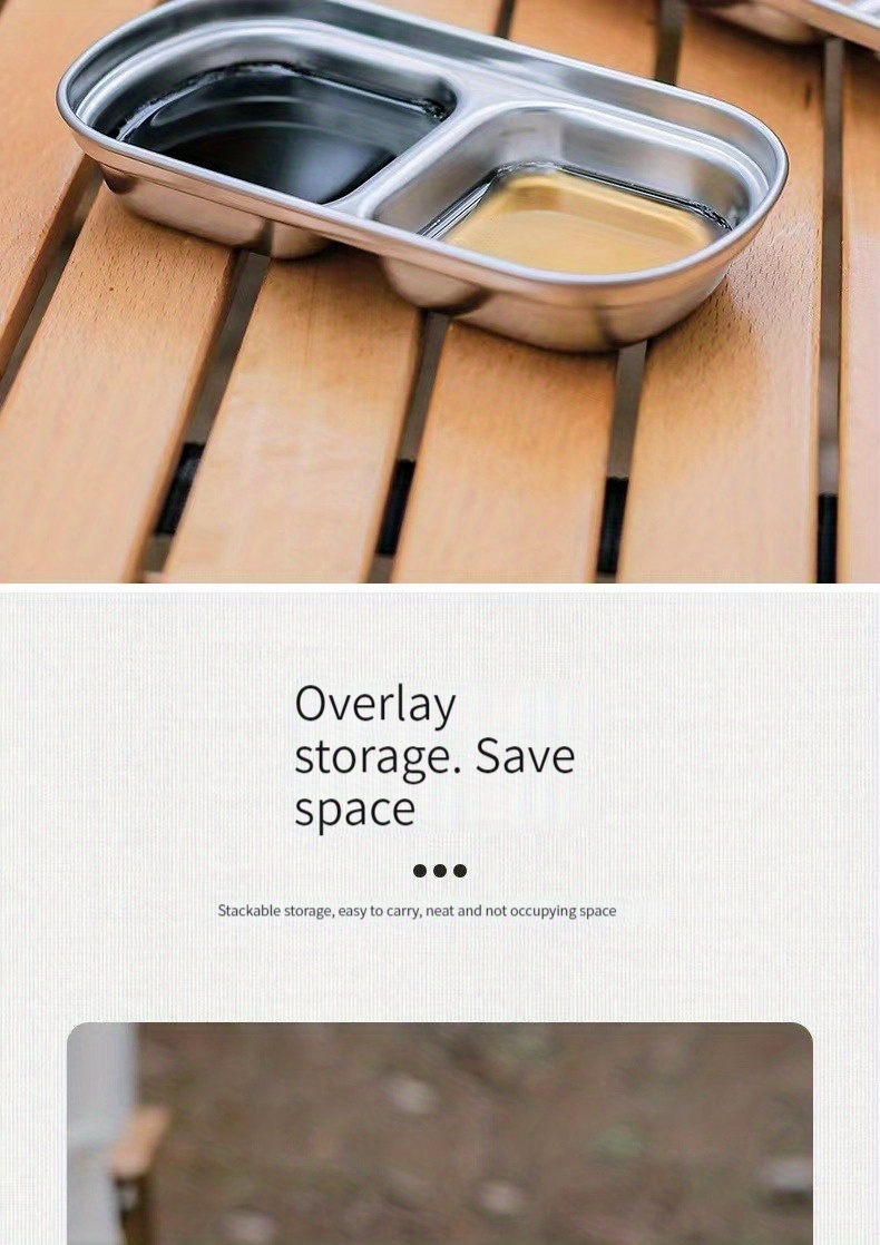 304 stainless steel condiment dish divided grid sauce dish outdoor ...