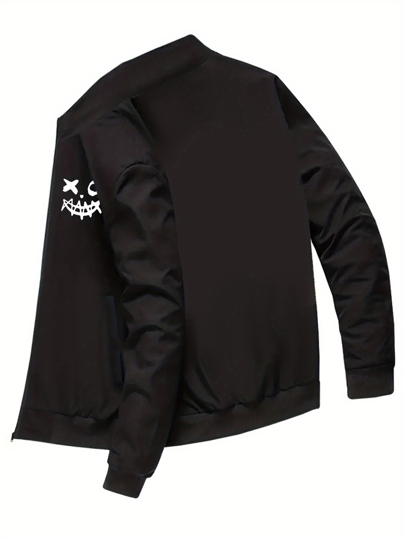 Plus Size Men's Anime Grimace Graphic Print Jacket With Band Collar For ...