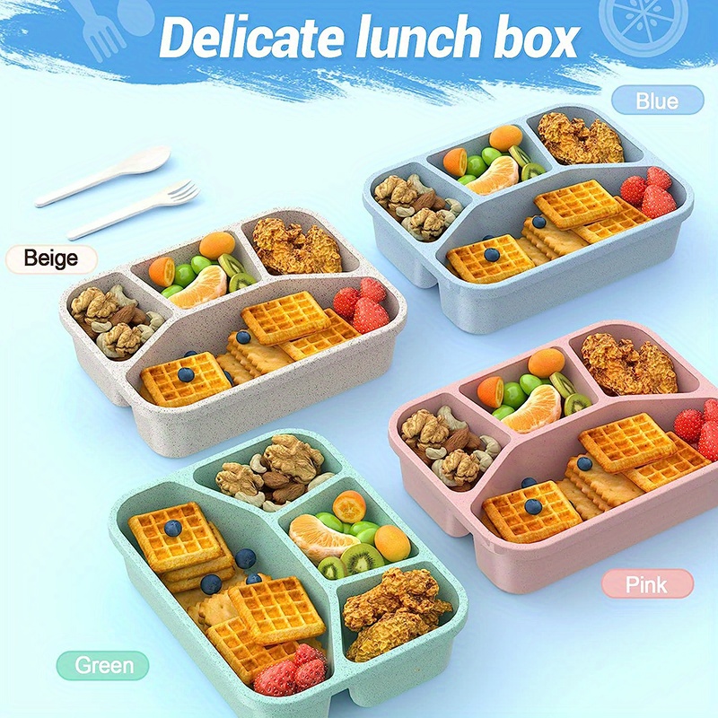 Wheat Straw Divided Bento Boxes Lunch Box Portable Microwave - Temu ...