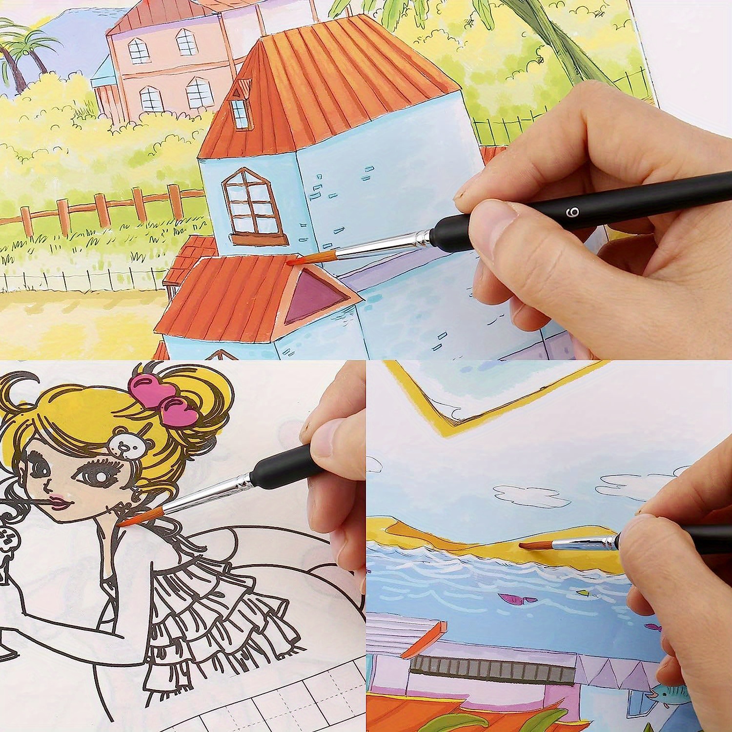 11 Micro Brushes Fine Detail Nib Brush Set Ergonomic Handle - Temu