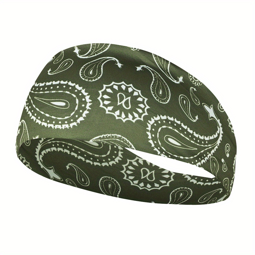 Paisley Print Yoga Fitness Headband Wide Knot Sweat - Temu United