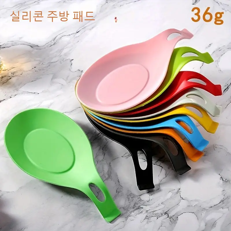 1pc 실리콘 숟가락 나머지 유연한 숟가락 모양의 주방 숟가락 홀더 주방기구 나머지 카운터 주걱 Stovet Temu