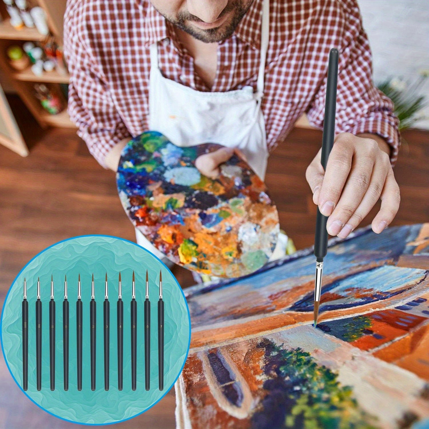 11 Micro Brushes Fine Detail Nib Brush Set Ergonomic Handle - Temu