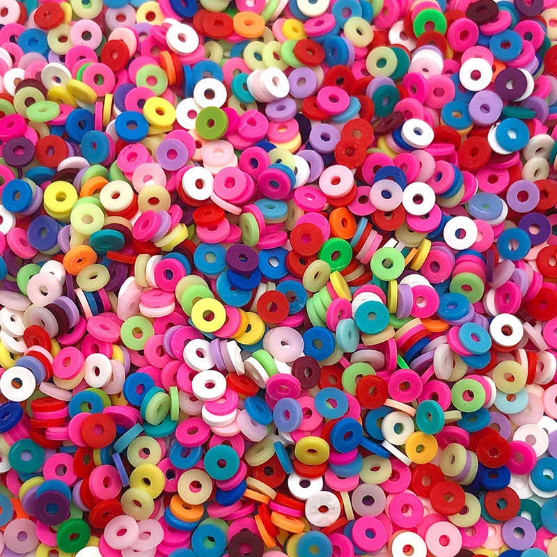 Mixed Color Flat Polymer Clay Loose Beads With Small Hole For Bracelets ...