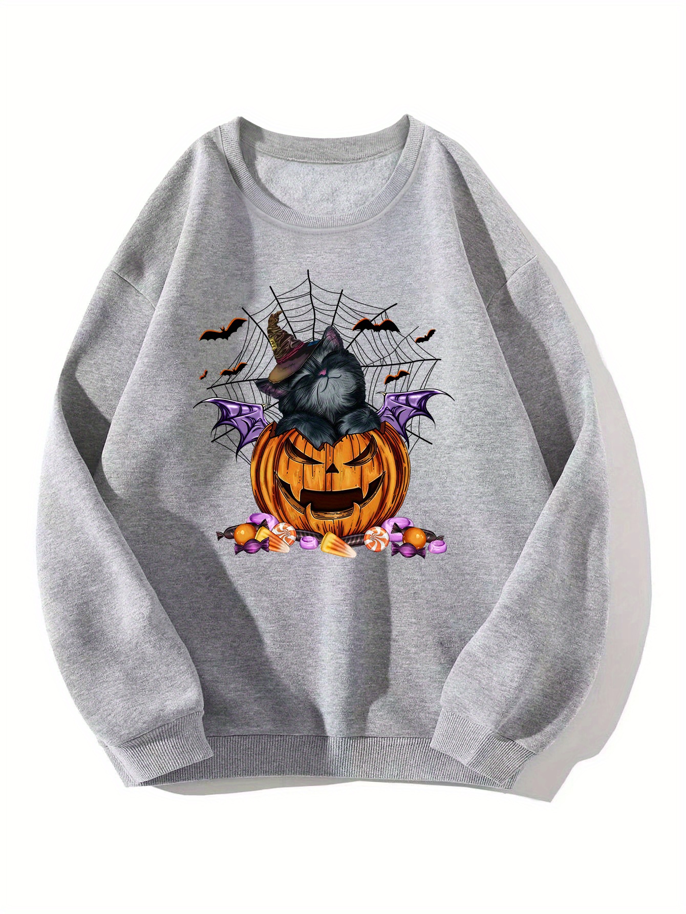 Halloween Print Pullover Sweatshirt Casual Long Sleeve Crew - Temu ...