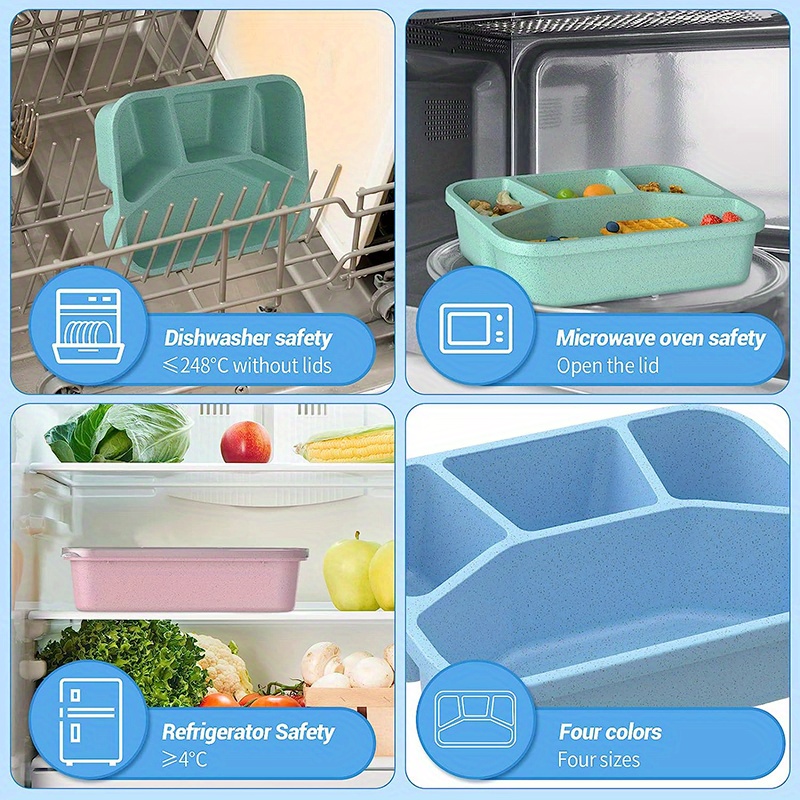 Wheat Straw Divided Bento Boxes Lunch Box Portable Microwave - Temu ...