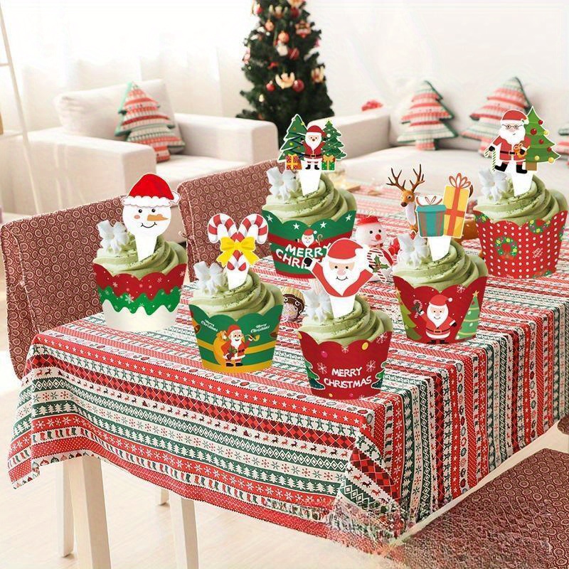 Christmas Cake Toppers And Cupcake Wrappers Paper - Temu Canada
