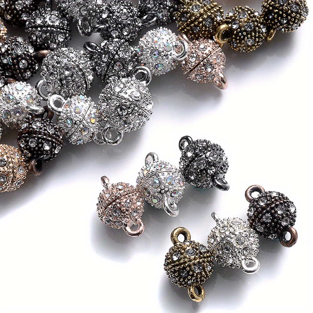 Connected Clasps Beads Round Magnetic Rhinestone Charms - Temu Australia