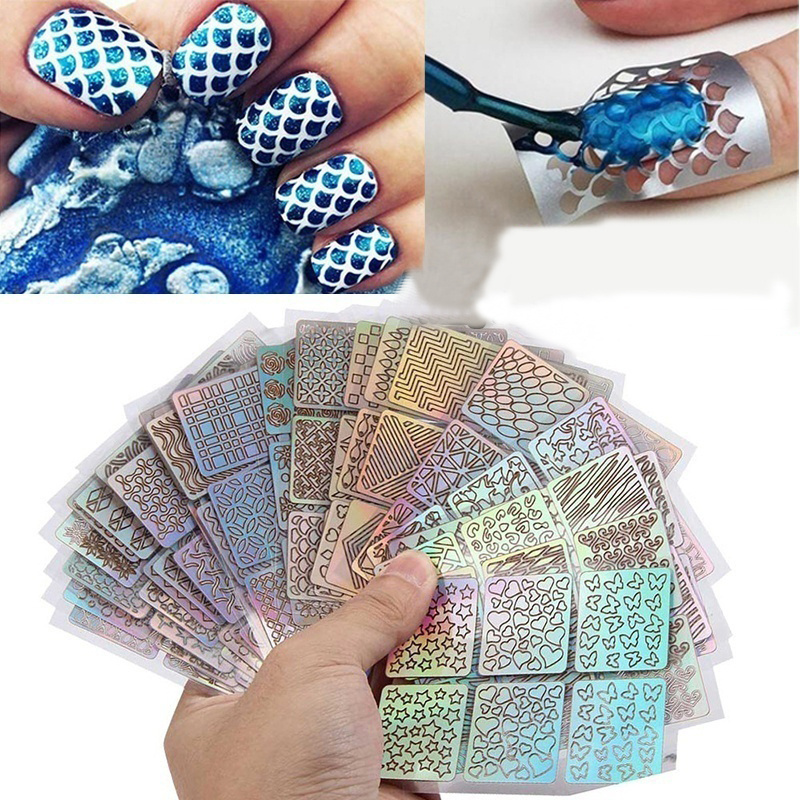 nail stencil guide sticker manicure curved wave - Temu United Arab Emirates