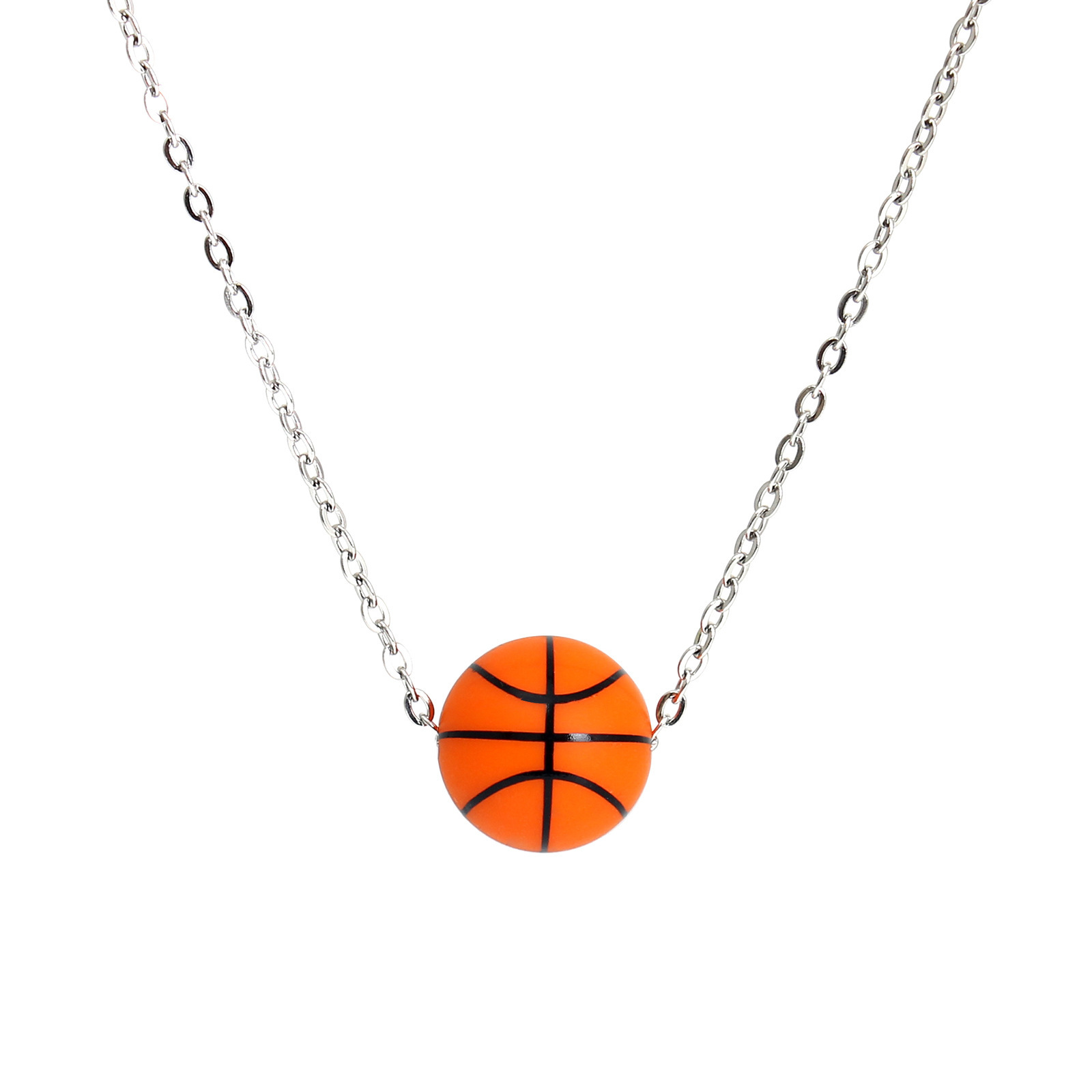 Sports Silicone Basketball Pendant Stainless Steel Necklace - Temu ...