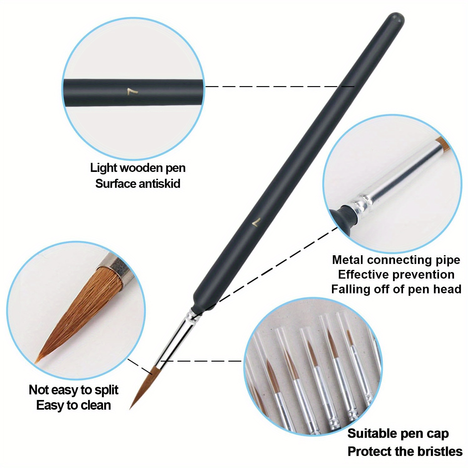 11 Micro Brushes Fine Detail Nib Brush Set Ergonomic Handle - Temu