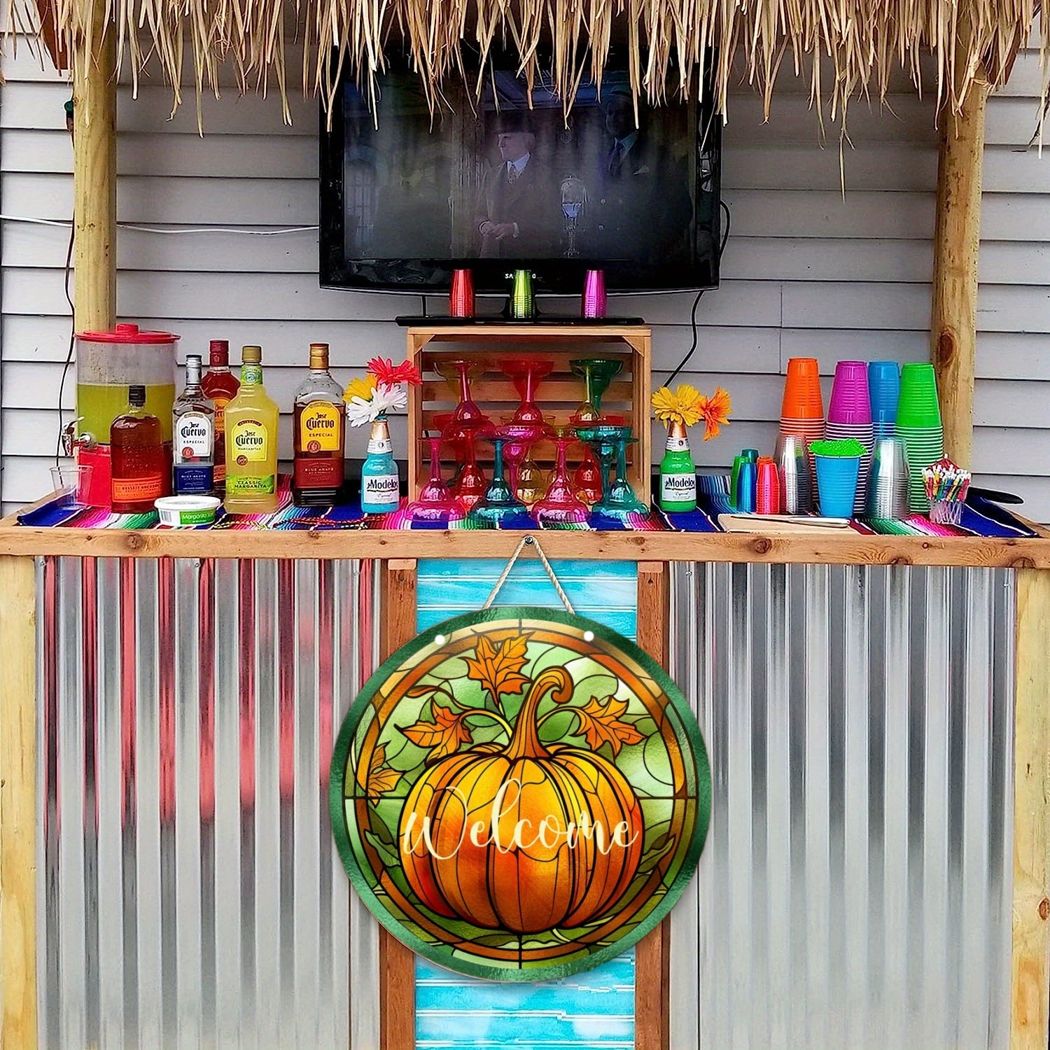 Fall Faux Stained Glass Wreath Attachment - Temu Ireland