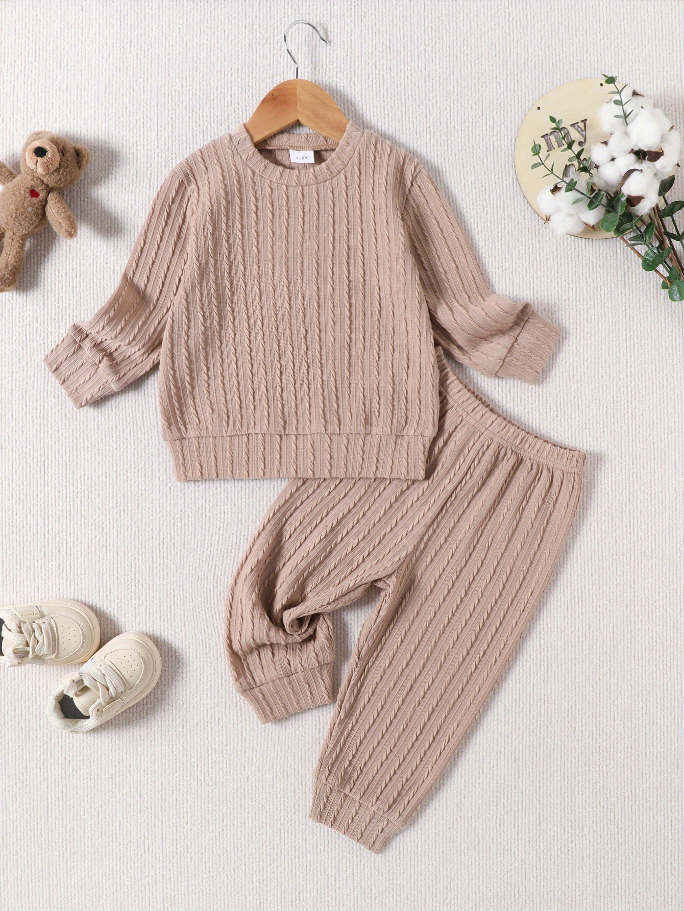 Toddler Girl's Knitted Jacquard Sweatshirt Sweatpants Set - Temu United ...
