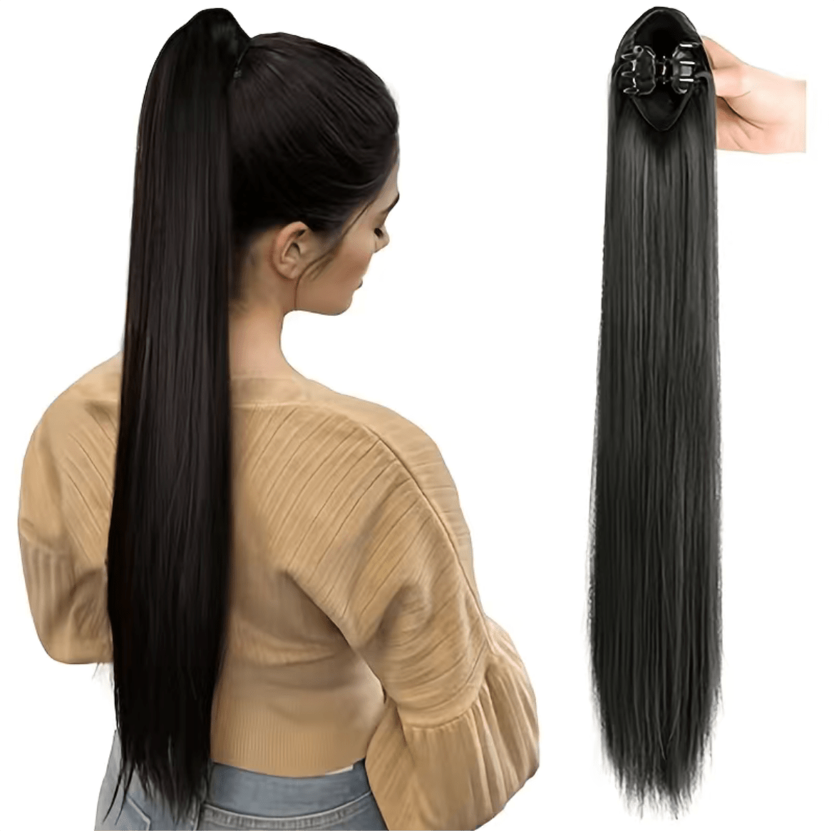 Synthetic Claw Clip Ponytail Hair Extension Ponytail - Temu