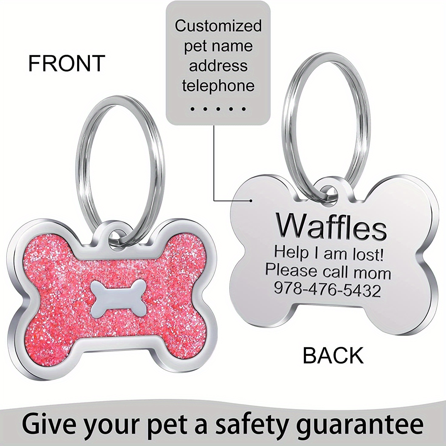 Engraved Personalized Bone shaped Pet Id Tag Dogs Cats - Temu Denmark