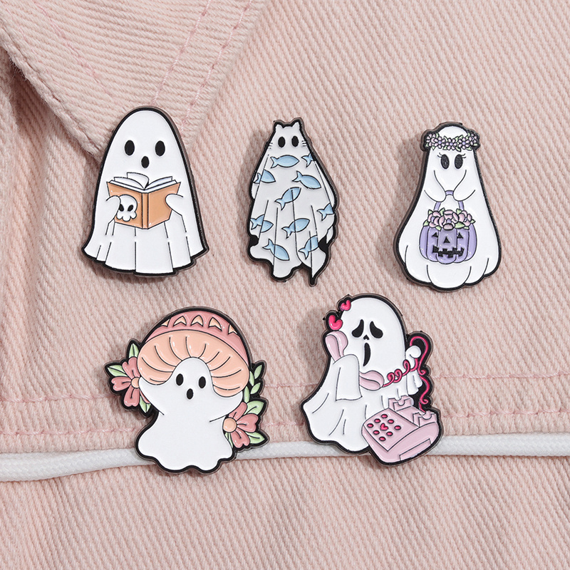 Cute Ghost Enamel Pins Custom Halloween Spooky Ghost - Temu