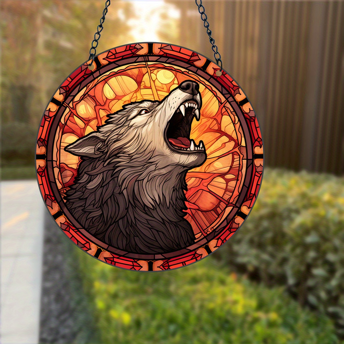 Wolf Window Hanging Wolf Sky Suncatcher Metal Chain Wall - Temu Canada