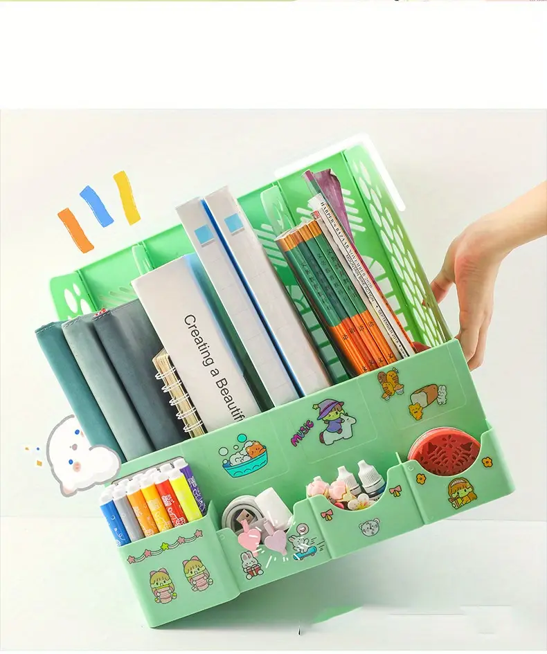 1pc 두꺼운 데스크탑 파일 캐비닛 파일 홀더 책장 파일 칼럼 다층 파일 상자 네 개의 칼럼 저장 상자 데스 Temu