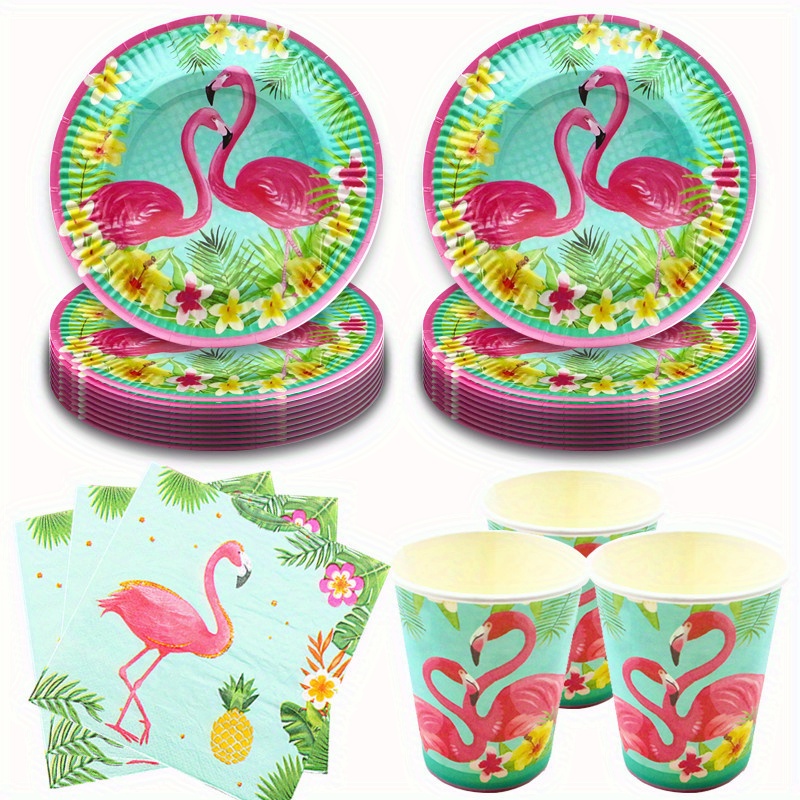 Summer Flamingo Pool Theme Party Supplies Paper Plates Green - Temu Canada