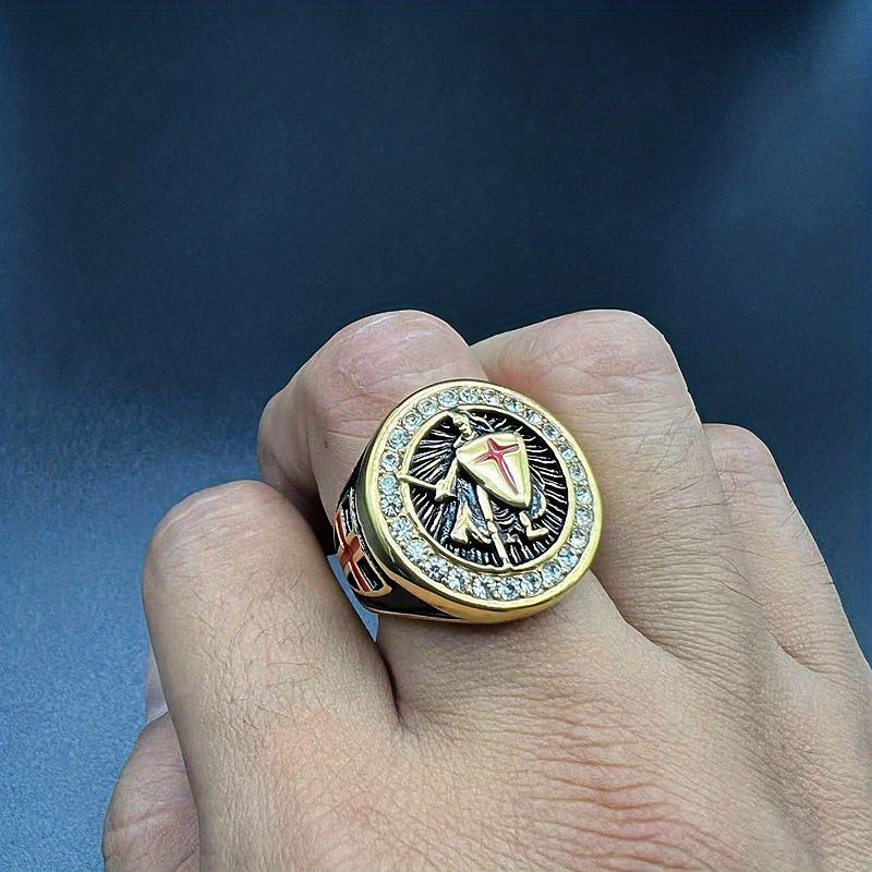 Men's Skull Cross Rhinestone Titanium Steel Ring Daily - Temu United ...