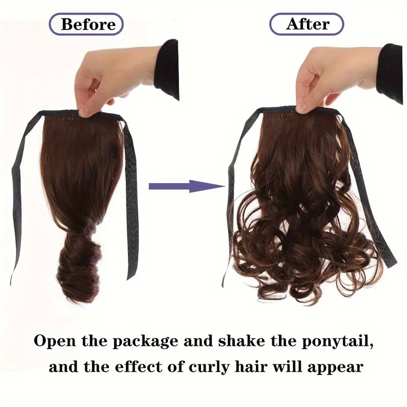 Ponytail Ribbon Tie Wrapped Around Short Curly Wavy Ponytail - Temu ...