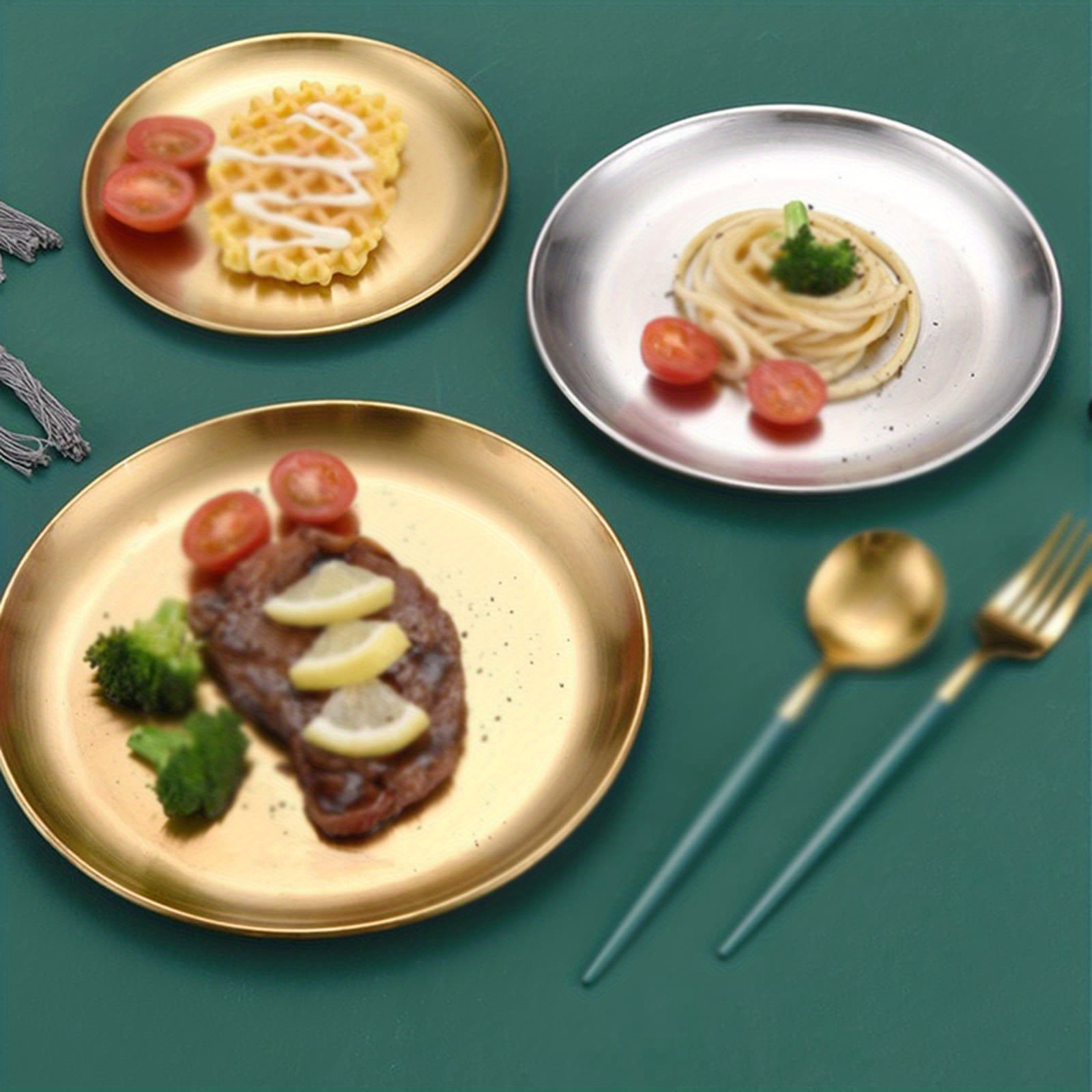 stainless steel thickened round plate tray fruit - Temu Australia