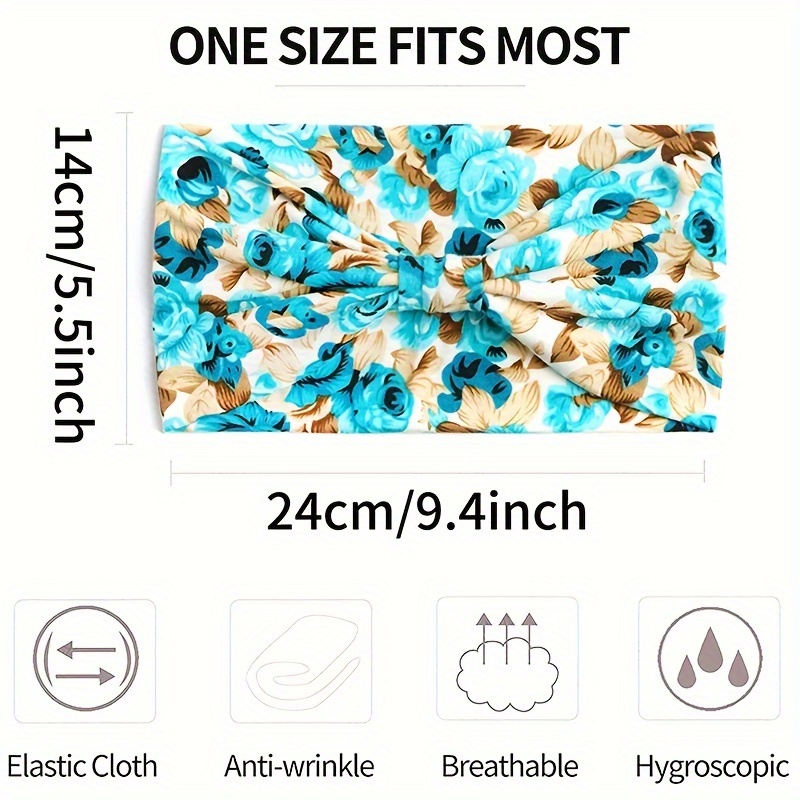 Floral Print Boho Headbands Women Fashion Stretch Wide Hair - Temu Norway