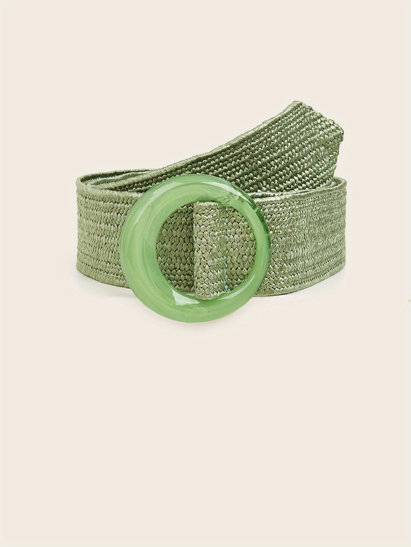 Round Resin Straw Belt Bohemian Woven Wide Belt - Temu Australia