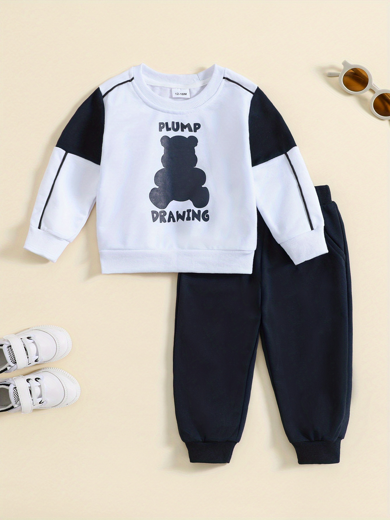 Boys Casual Suit Bear Block Sweatshirt Top - Temu Australia