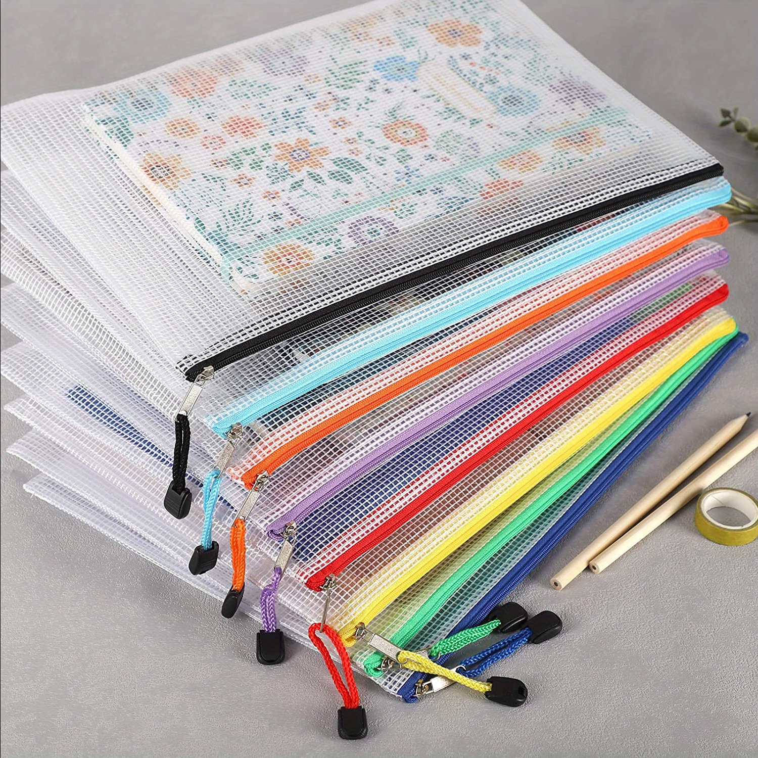 Mesh Zipper Bags Puzzle Bags Zipper Classrooms Plastic - Temu