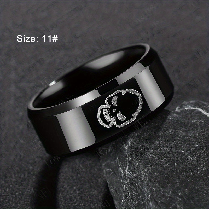 Retro Skull Black Ring Men Stainless Steel Ring Fashion - Temu United ...
